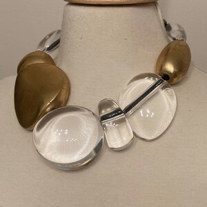 Gerda Lynggaard - Monies Massive Chunky Gold Foil Wood & Clear Lucite ...