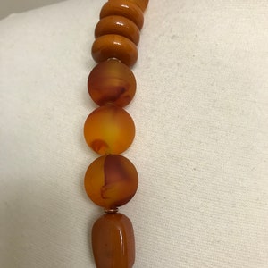 Gorgeous Amber Color Lucite & Wood Long Necklace - Etsy