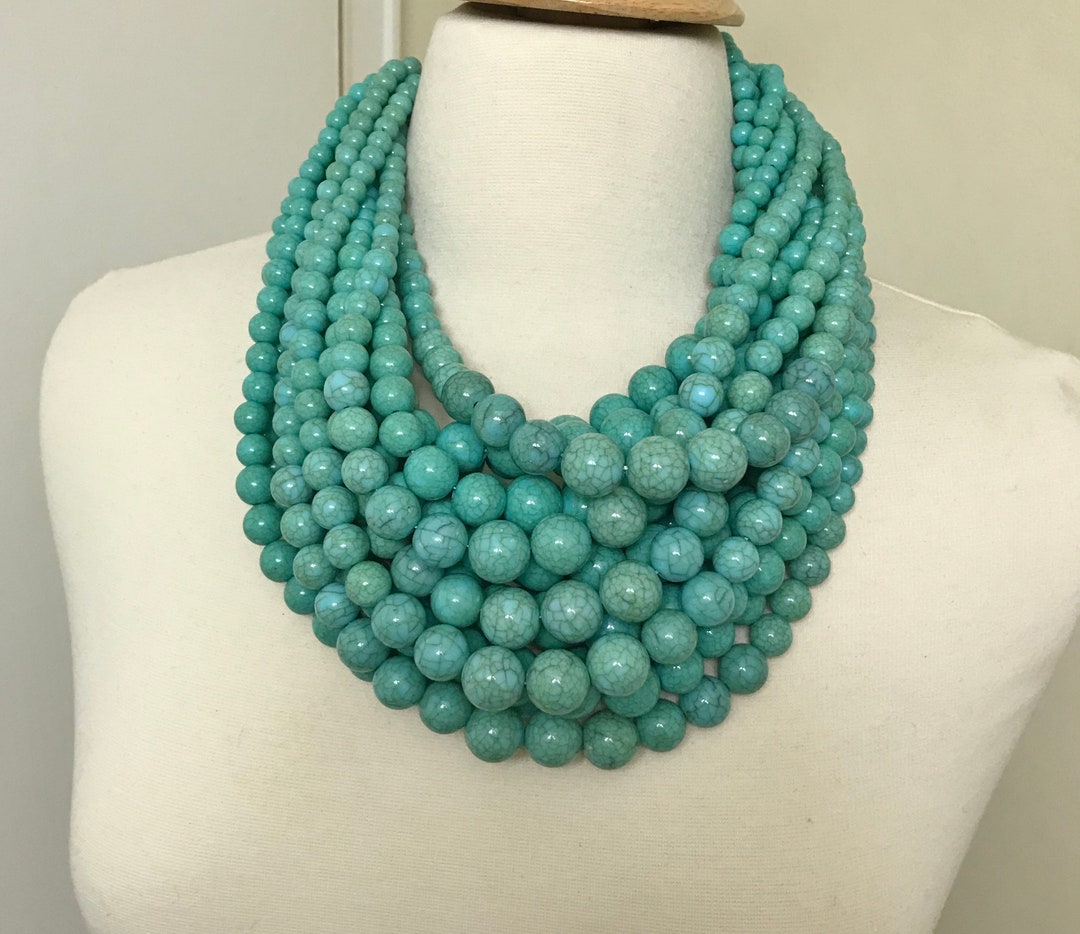 Gerda Lynggaard Monies Style Modernistic Multi Strand Turquoise Resin ...
