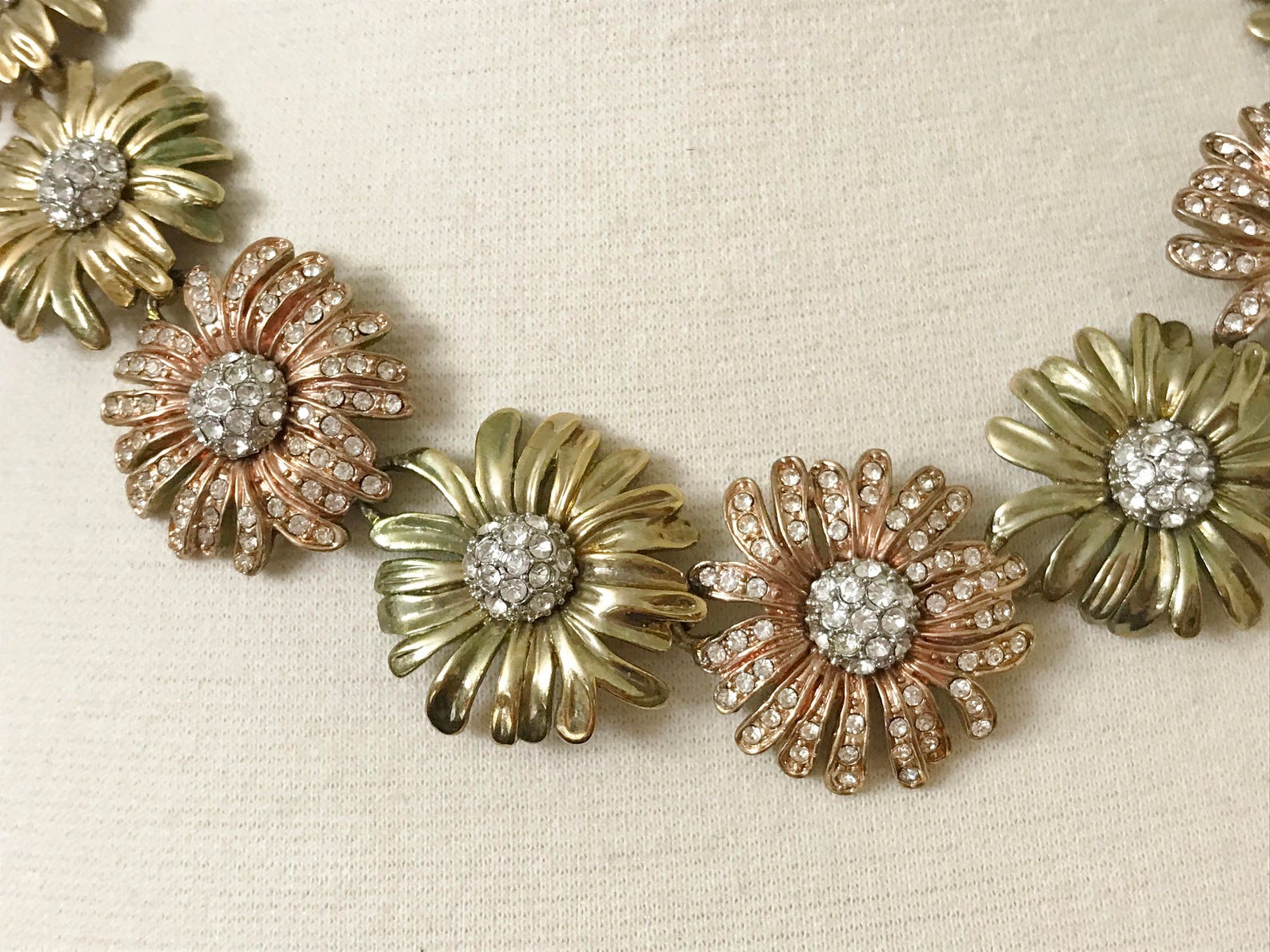 FAB Vintage Rose Gold & Yellow Gold Tone With Clear Rhinestone - Etsy