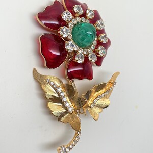 Chris Crouch's Moans Couture Crystal, Poured Glass Gripoix Red Flower ...