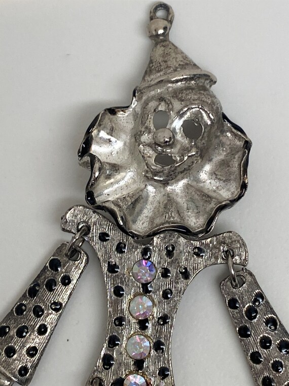 Vintage Silver Tone, Enamel & Rhinestones Clown Desig… - Gem