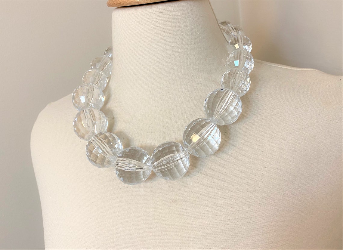 Gorgeous Faceted Clear Lucite Necklaces - Etsy