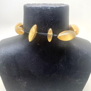 Pre-owned Gerda Lynggaard Monies Gold Acrylic Statement Runway Necklace ...