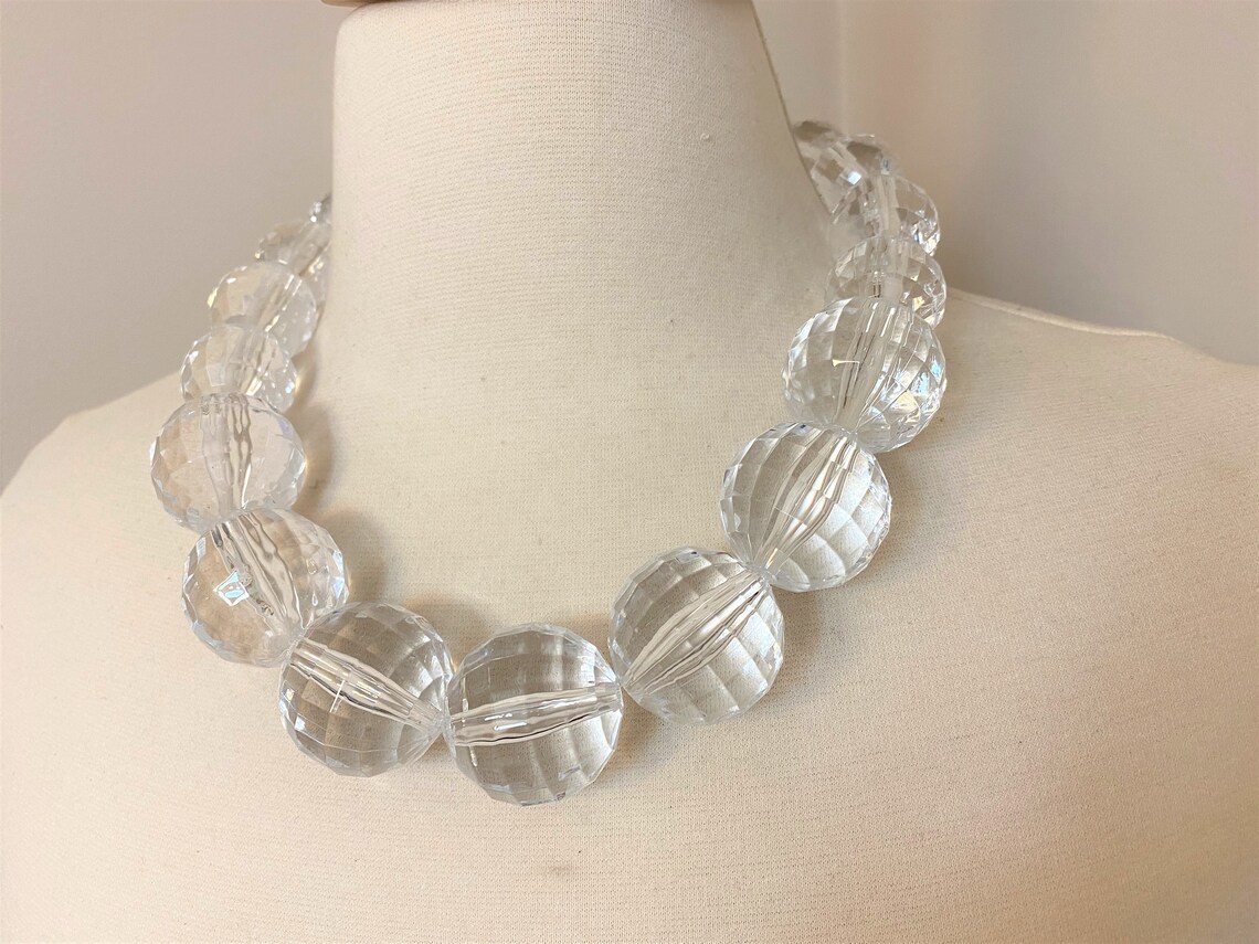 Gorgeous Faceted Clear Lucite Necklaces - Etsy