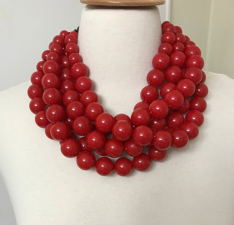 Angela Caputi Style Modernistic Multi Strand Red Resin Necklace - Etsy