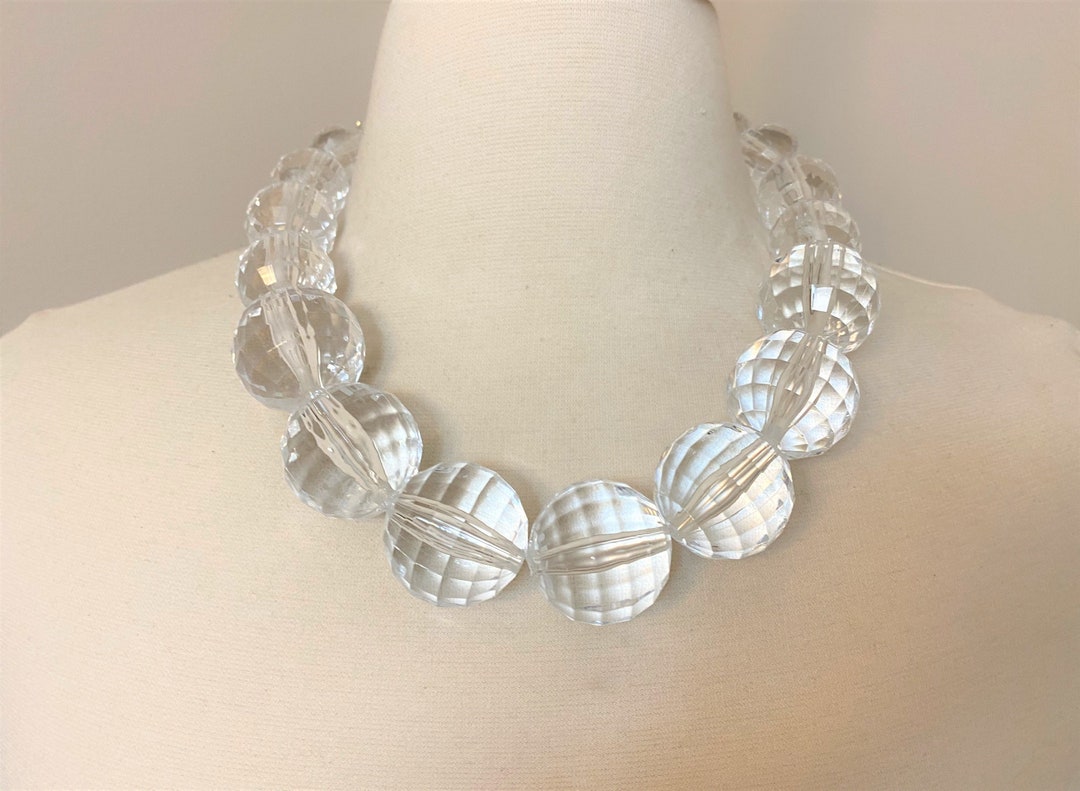 Gorgeous Faceted Clear Lucite Necklaces - Etsy