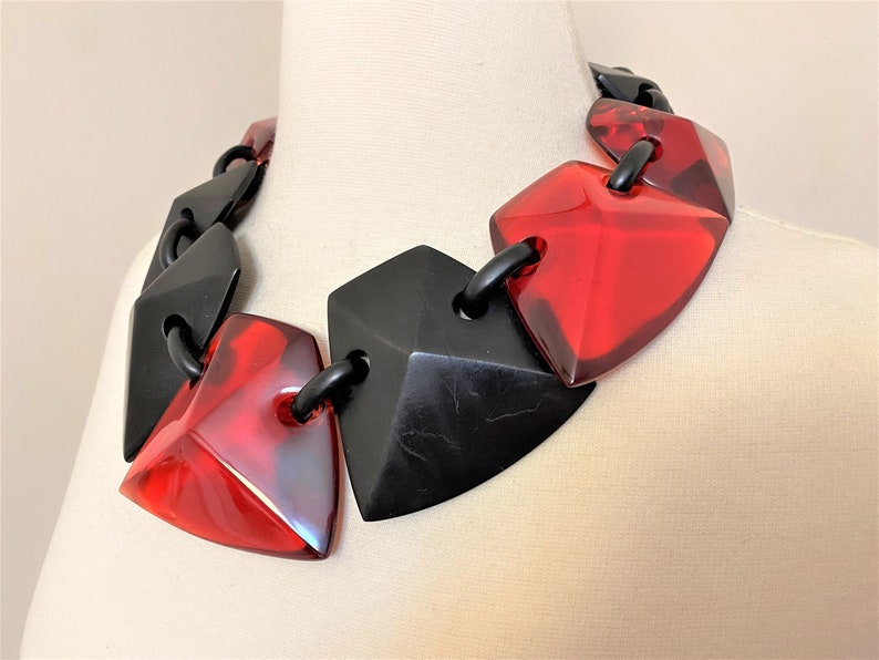 Stunning Gerda Lynggaard Monies Chunky Ebony & Red Lucite | Etsy