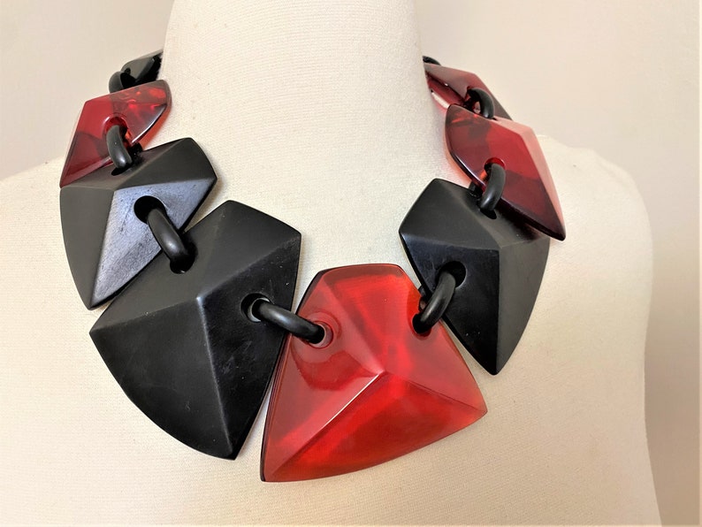 Stunning Gerda Lynggaard Monies Chunky Ebony & Red Lucite | Etsy