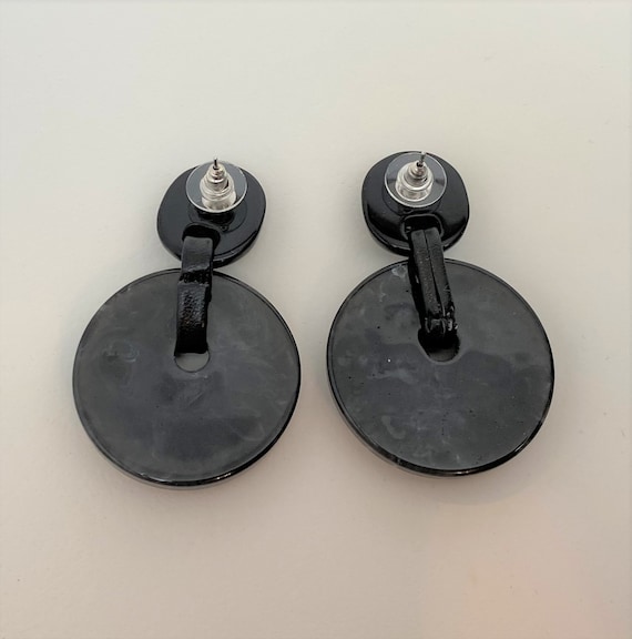 Danish Designer Black Marbleized Resin & Leather Pier… - Gem