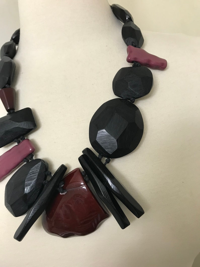 Gorgeous Gerda Lynggaard Monies Style Burgundy Resin & Ebony | Etsy