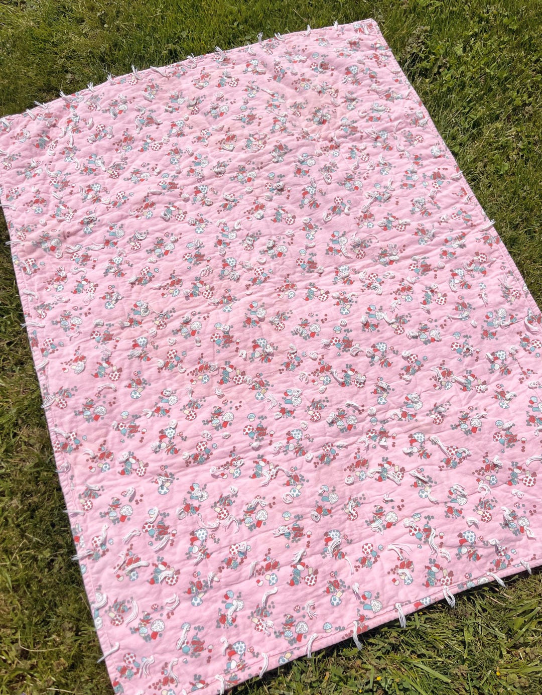 Vintage Flannel Elves Novelty Print Baby Blanket Tufted Kitsch - Etsy