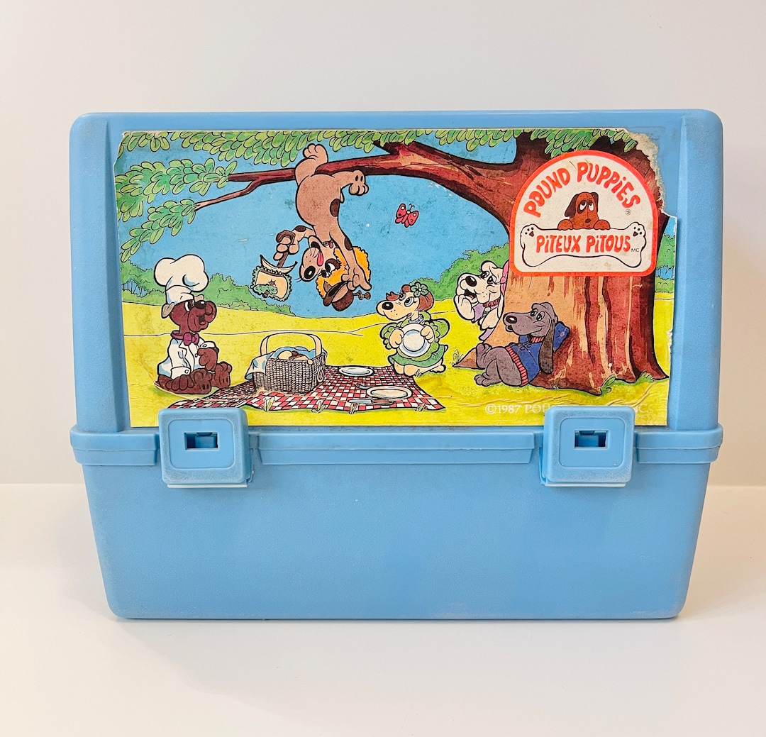 Vintage 1980s Pound Puppies Lunch Box Thermos Brand Blue - Etsy