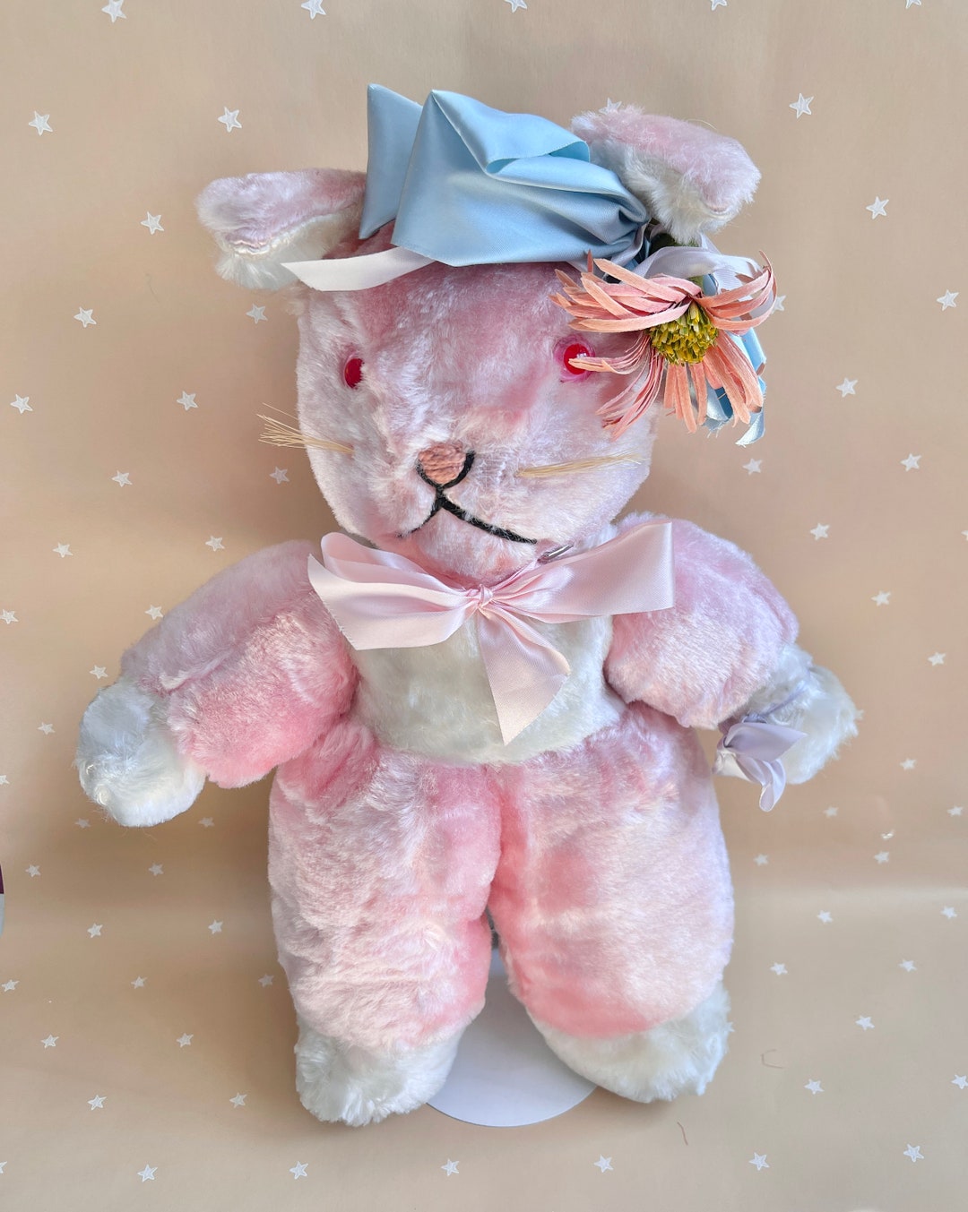 Vintage Plush Gund Pink Bunny 1950s Kitschy - Etsy