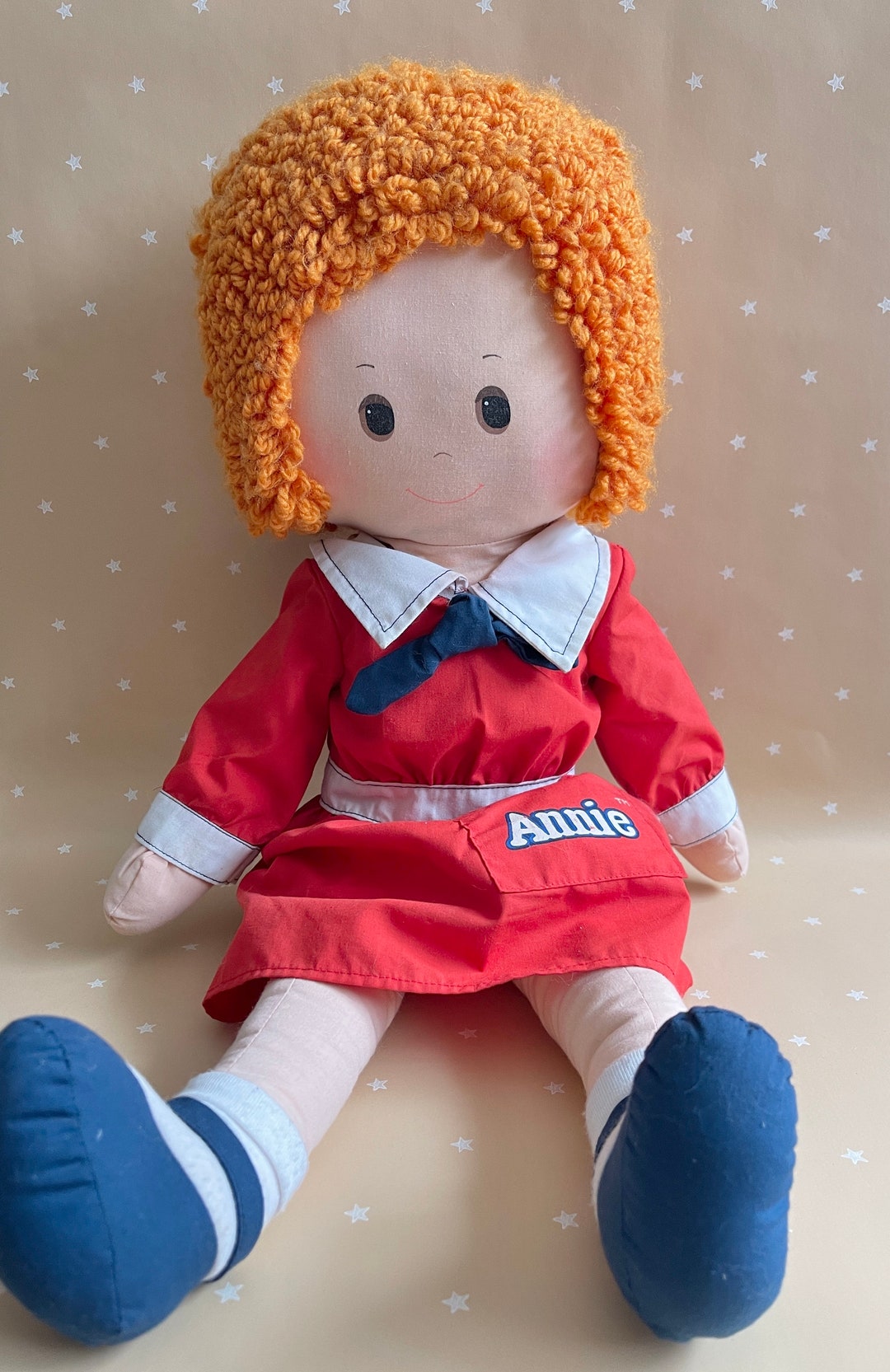 Vintage Little Orphan Annie Plush Rag Doll 1980s Cloth Ganz Bros Huge ...
