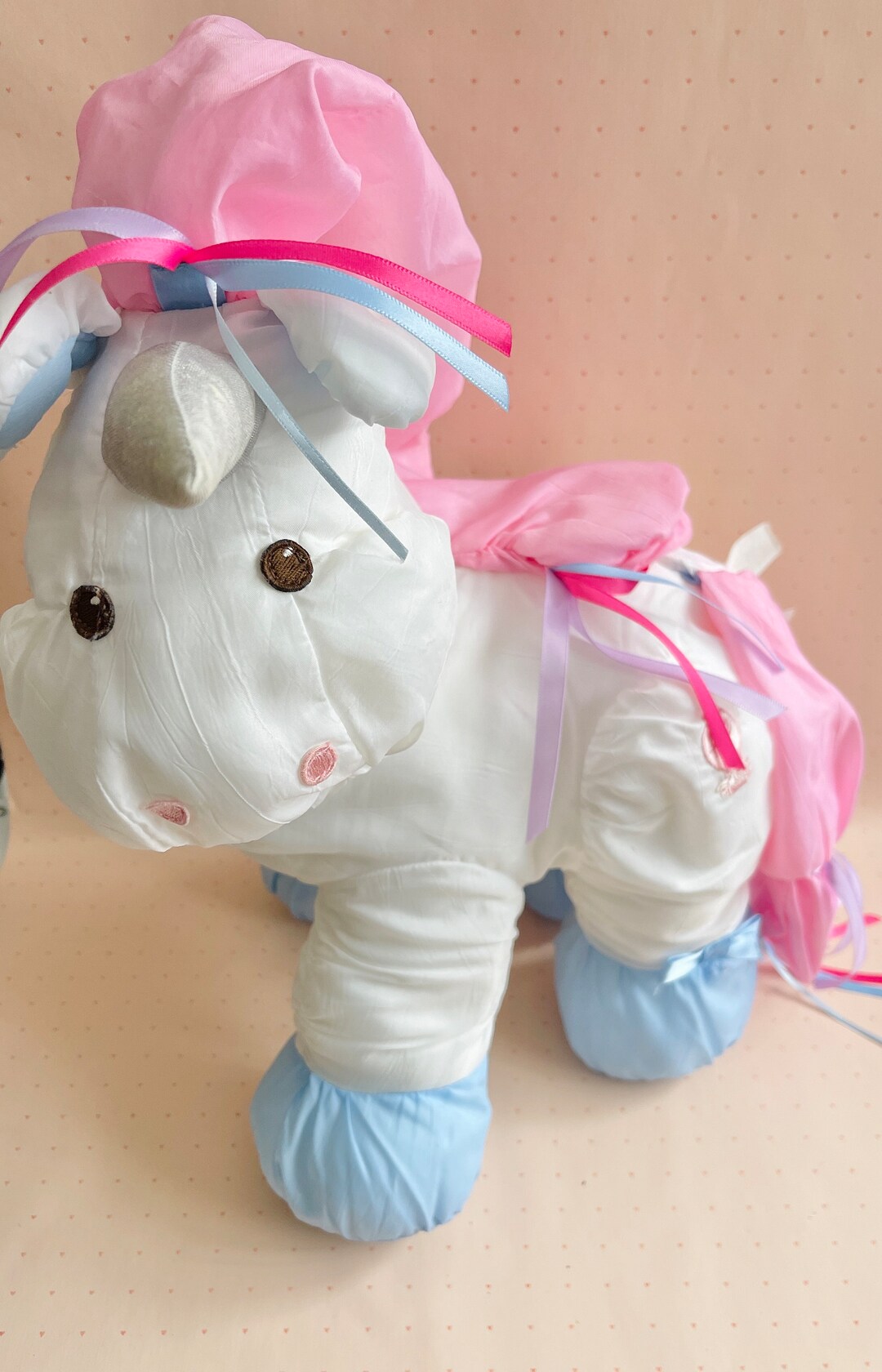 Vintage Rare Puffalump Unicorn Enchanted Plush White 1980s Pegasus Ruby ...