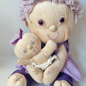 Vintage Handmade Hugga Bunch Doll and Baby Impkins 1980s Purple Hair ...