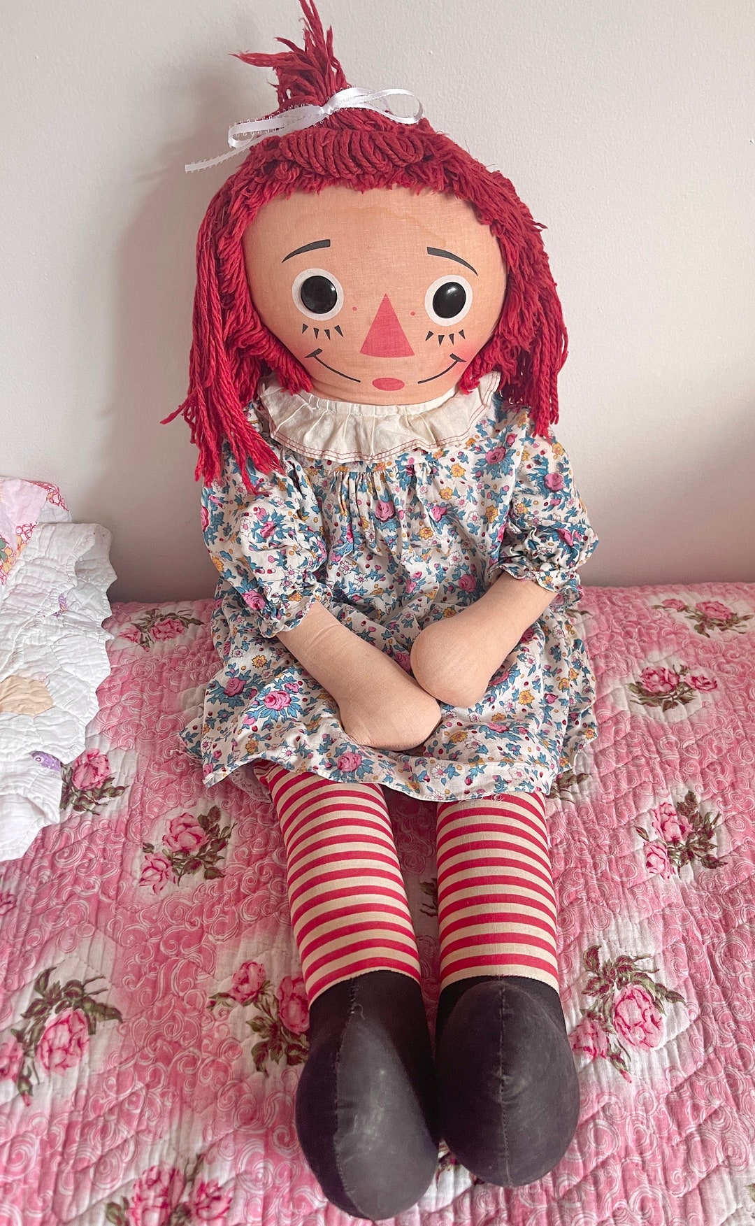 Large Vintage Original Raggedy Ann Doll 1970s Primitive Rag Doll Etsy
