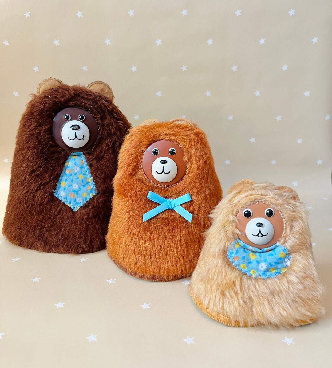 Vintage Fisher Price Nesting Bear Family 3 Bears Plush Rattle Baby ...