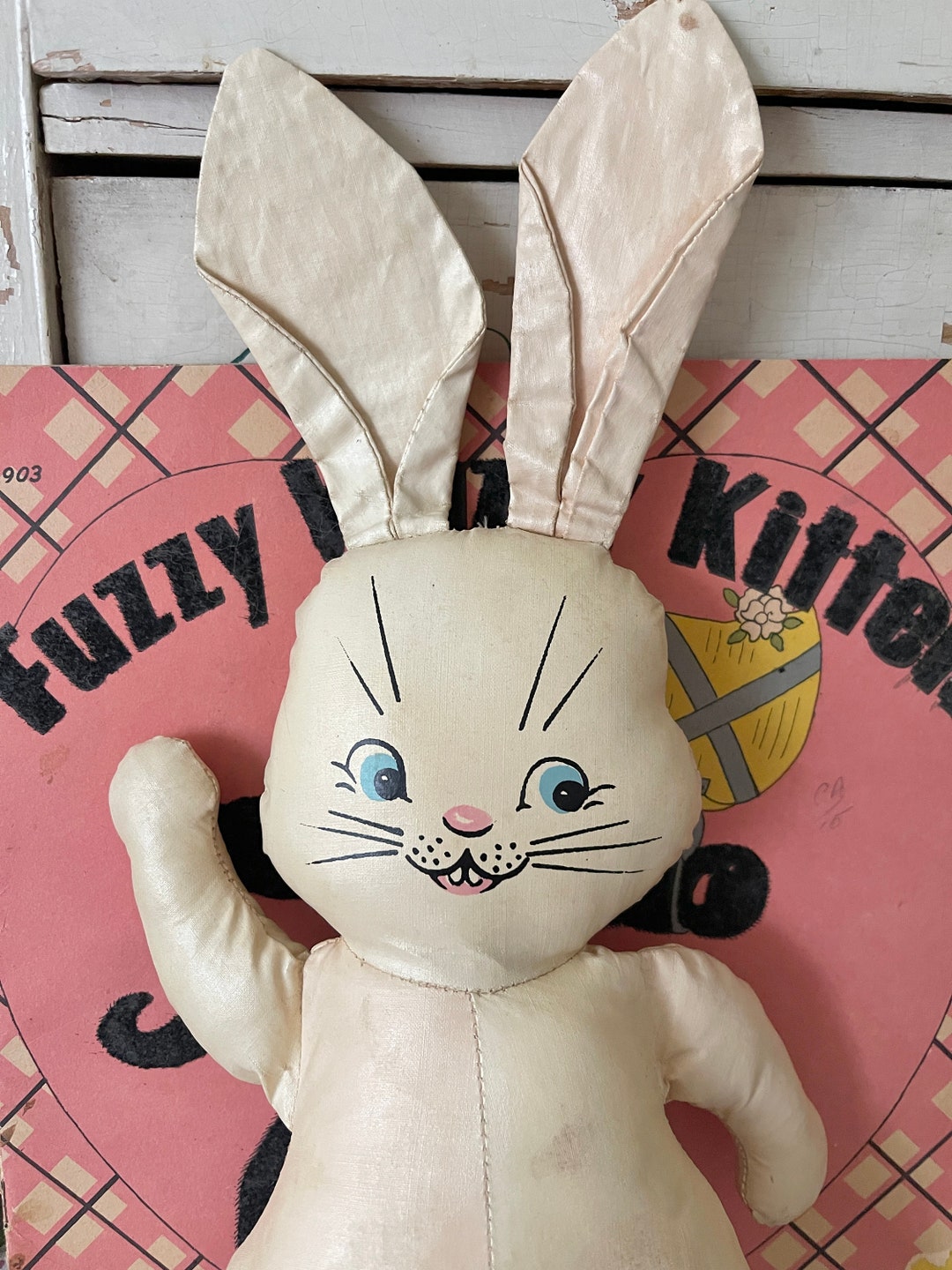 Vintage Krueger Oil Cloth Plush Bunny Kitschy - Etsy