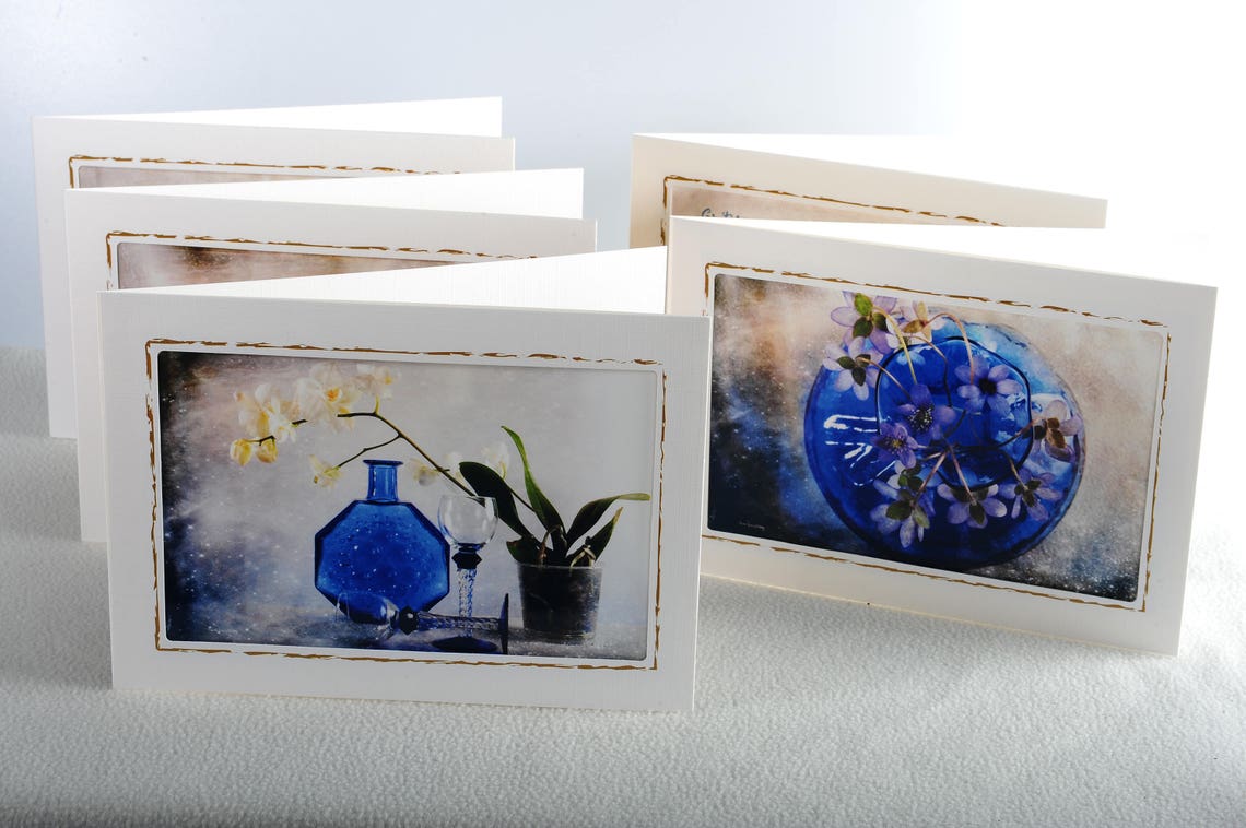 Beautiful Blue Floral Greeting Cards - Pack of 5 Cards With Photo That ...