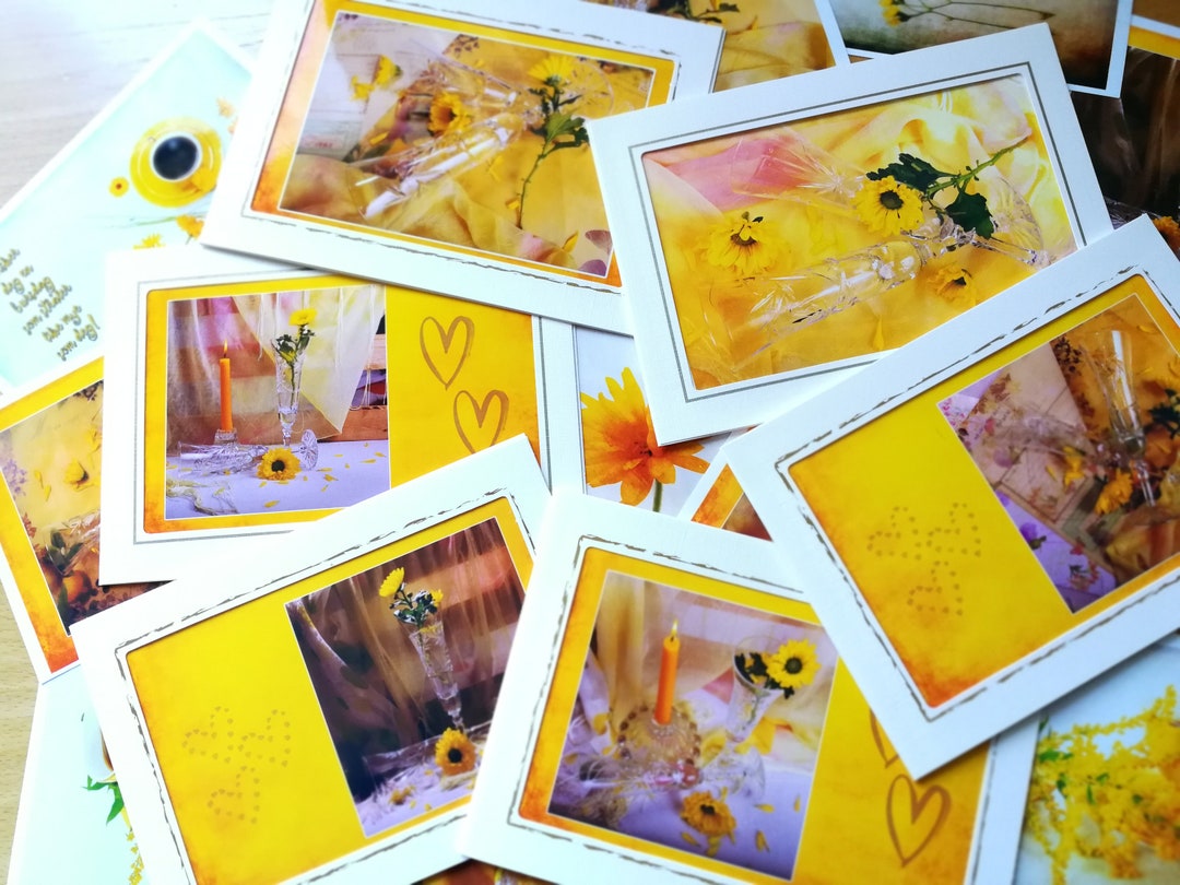 6-pack Greeting Cards With Yellow Floral Theme - Etsy