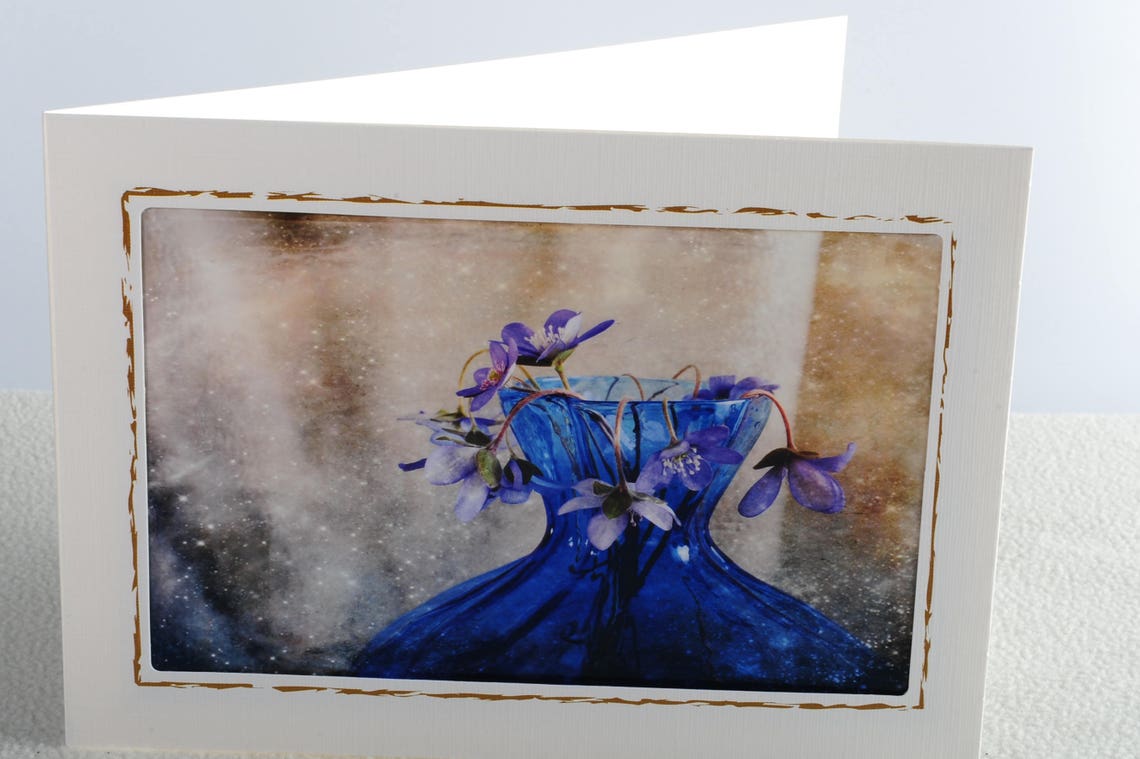 Beautiful Blue Floral Greeting Cards - Pack of 5 Cards With Photo That ...