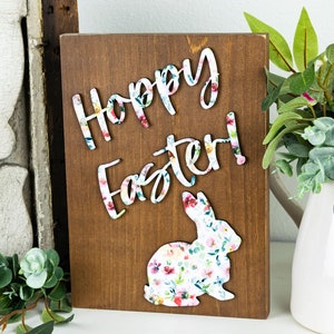 Hoppy Easter Sign Easter Decorations Happy Easter Sign - Etsy