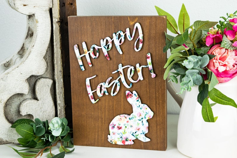 Hoppy Easter Sign Easter Decorations Happy Easter Sign - Etsy