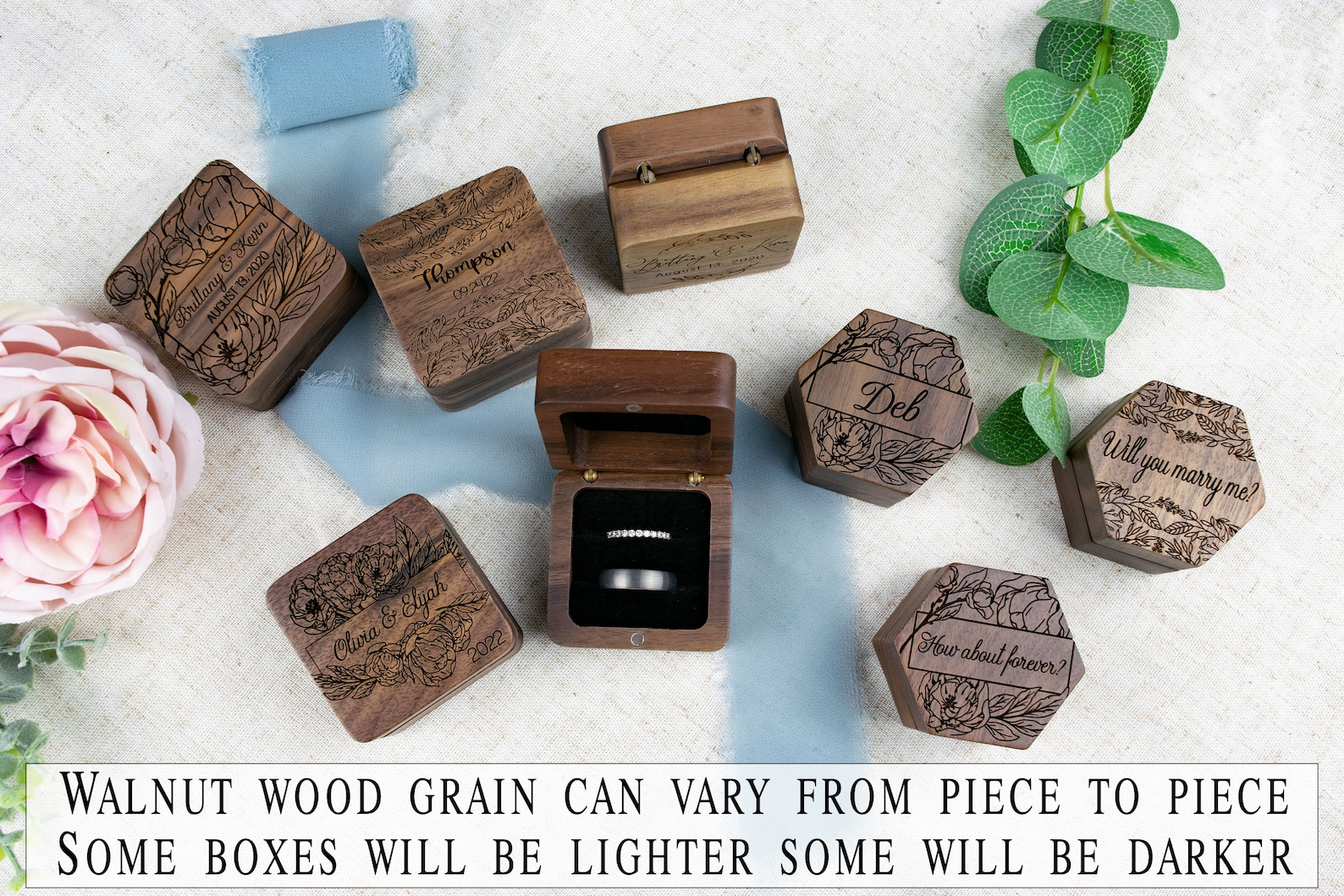 Proposal Ring Box Walnut Engagement Ring Box Wooden Ring - Etsy