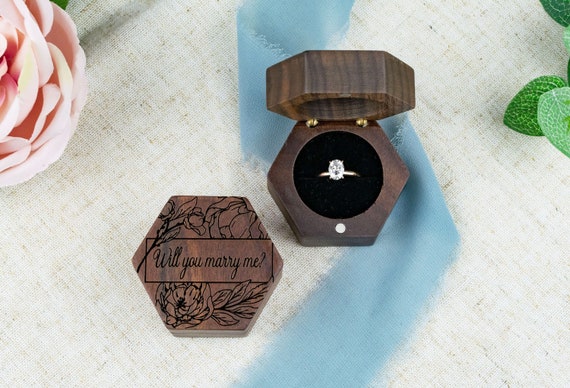 Proposal Ring Box Walnut Engagement Ring Box Wooden Ring - Etsy