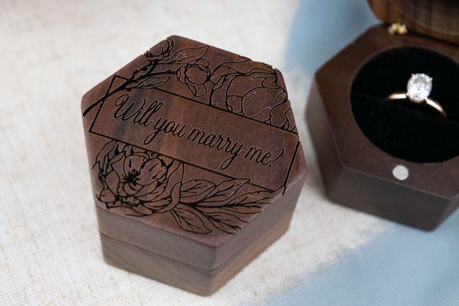 Proposal Ring Box Walnut Engagement Ring Box Wooden Ring - Etsy
