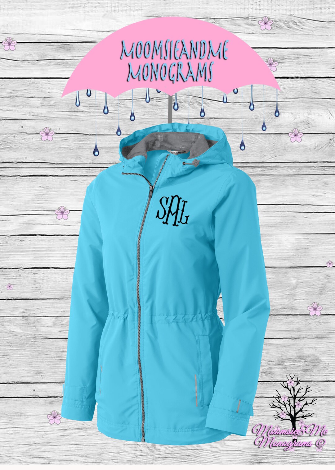 Women's Monogram Rain Jacket, Ladies Rain Coat, Personalized Rain ...