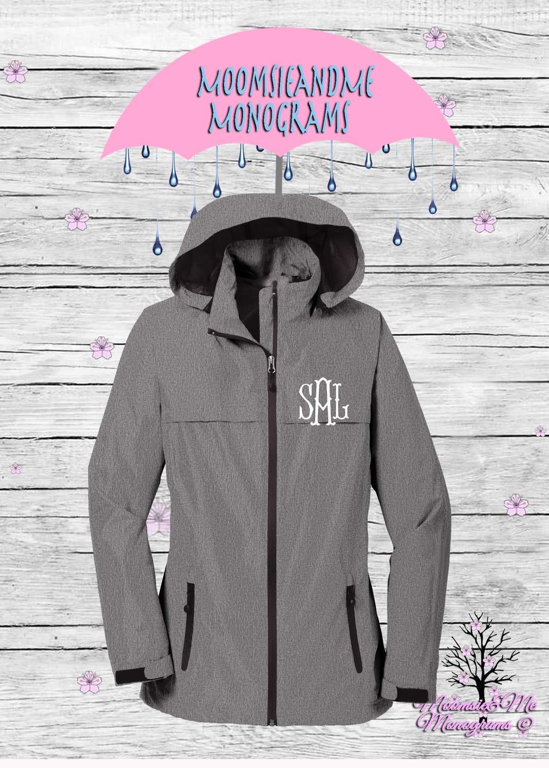 Custom Rain Jacket for Ladies, Women's Rain Jacket Custom, Grey ...