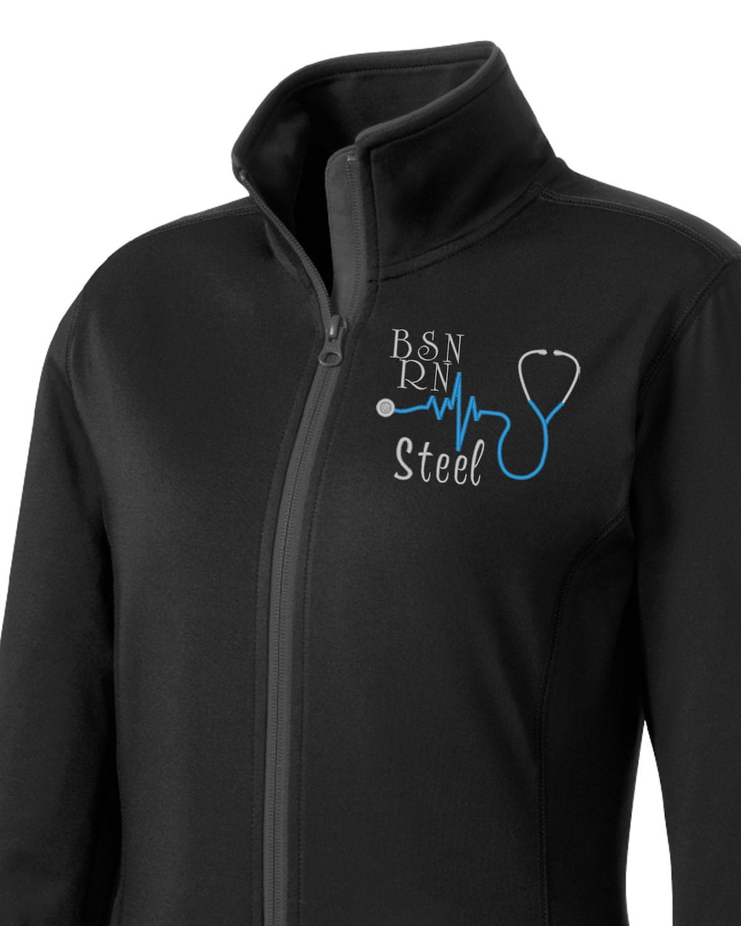 Personalized RN Nurse Jacket, Full Zip, Monogram Medical Coat, Ladies ...
