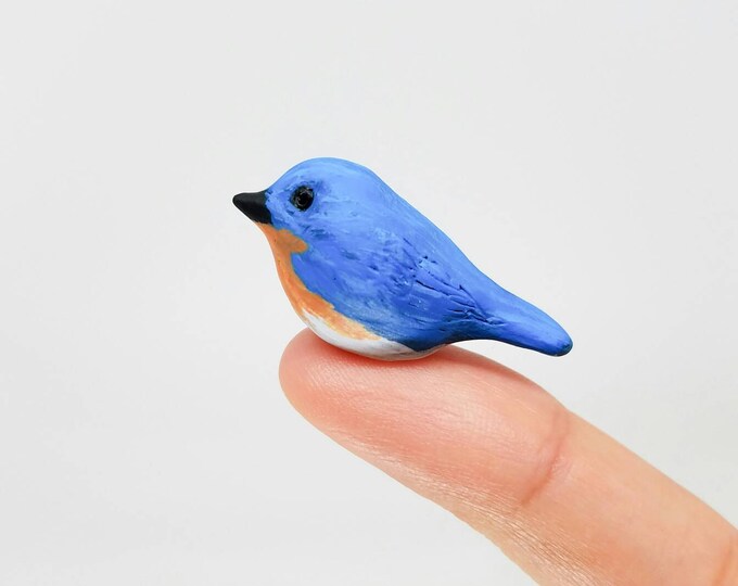 Miniature Polymer Clay Bluebird, Miniature Song Bird, Bird Totem, Bird ...
