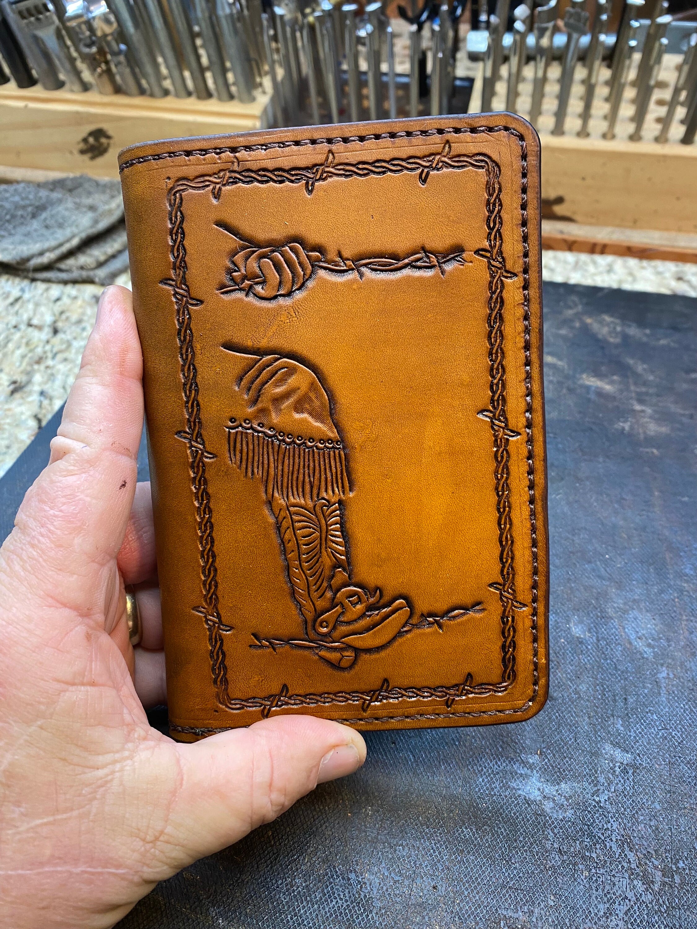 Hand Tooled Leather TALLY BOOK - Etsy