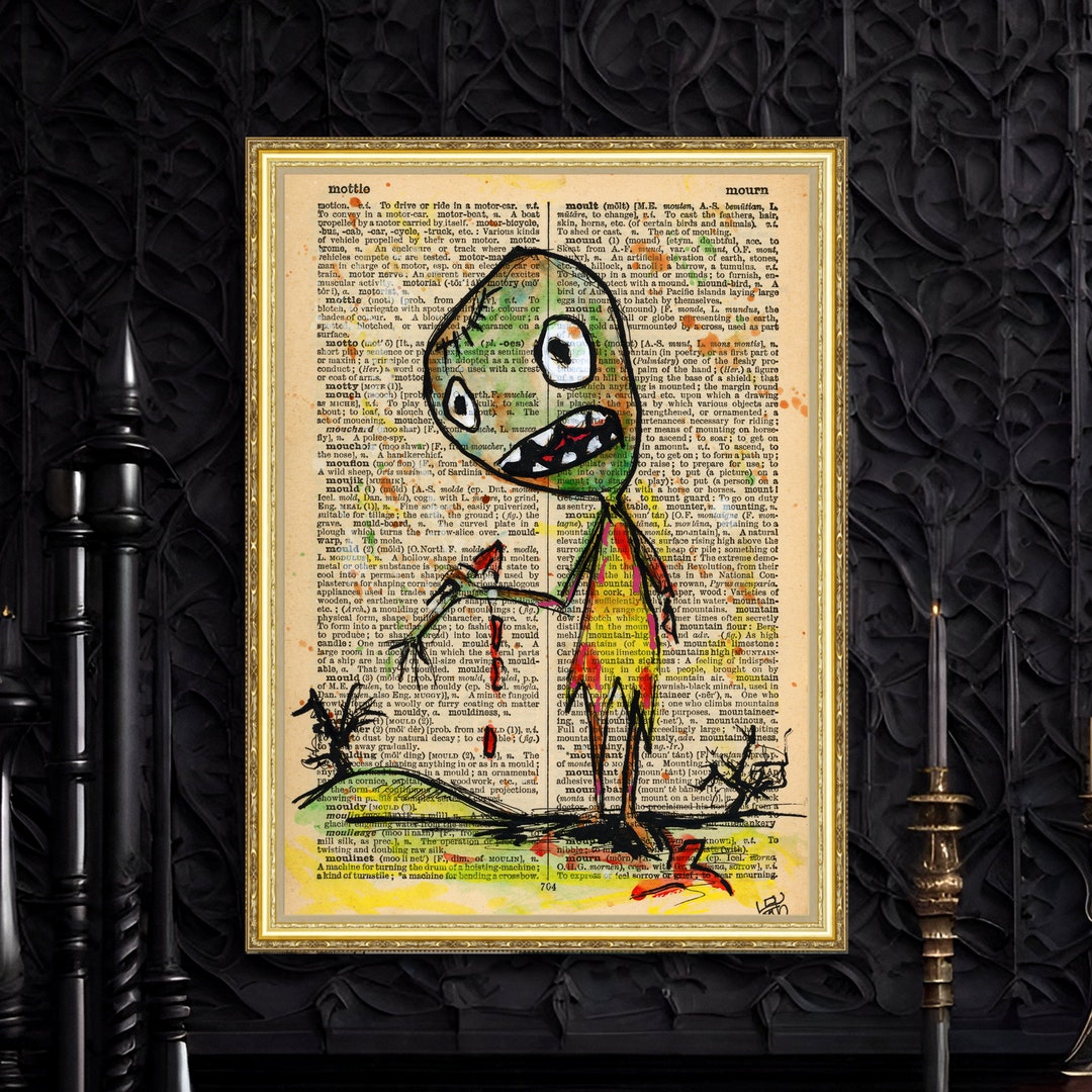 A Helping Hand Funny Art Print, Creepy Character Art, Dictionary Art ...