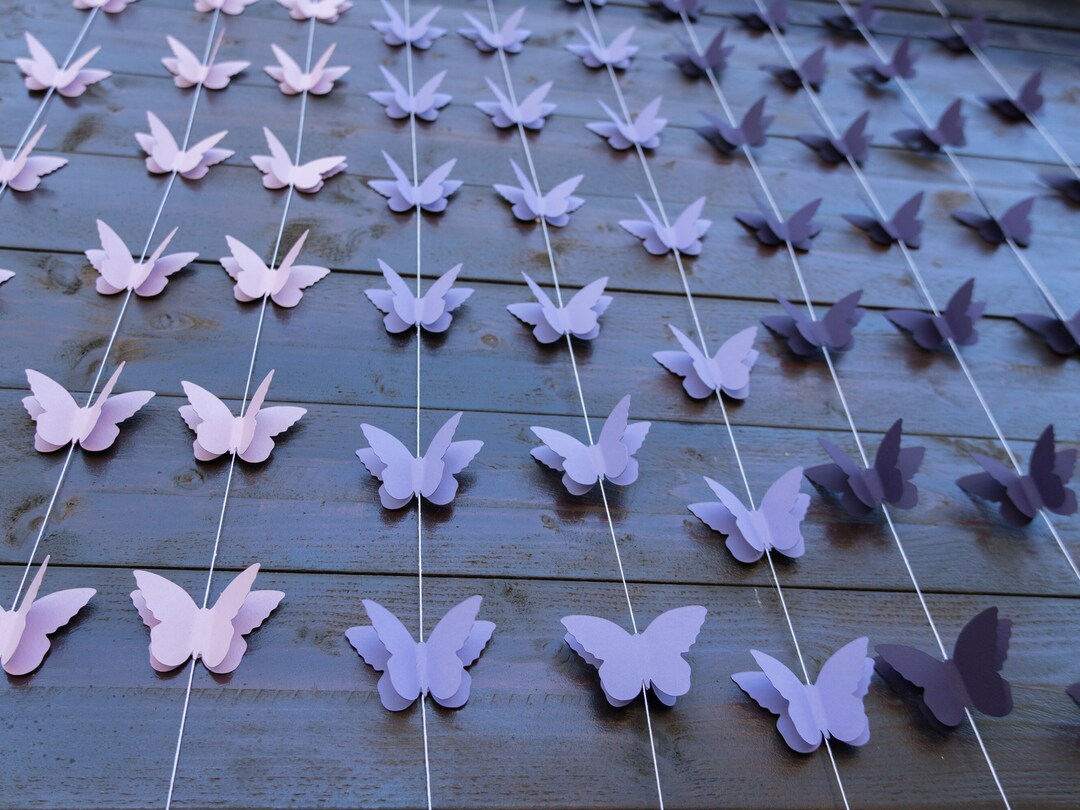 Purple Ombre Butterfly Garland, Butterfly Backdrop, Birthday Garland ...