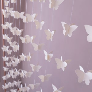 Ivory Paper Butterfly Garland, Hanging Wedding Backdrop, Butterfly Baby ...