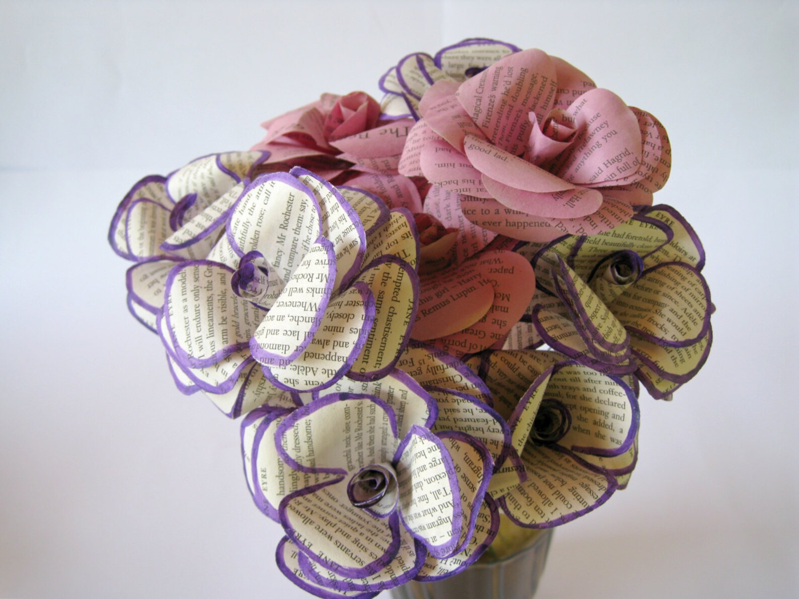 Dozen Book Paper Flowers Book Page Flowers Roses With Stems - Etsy