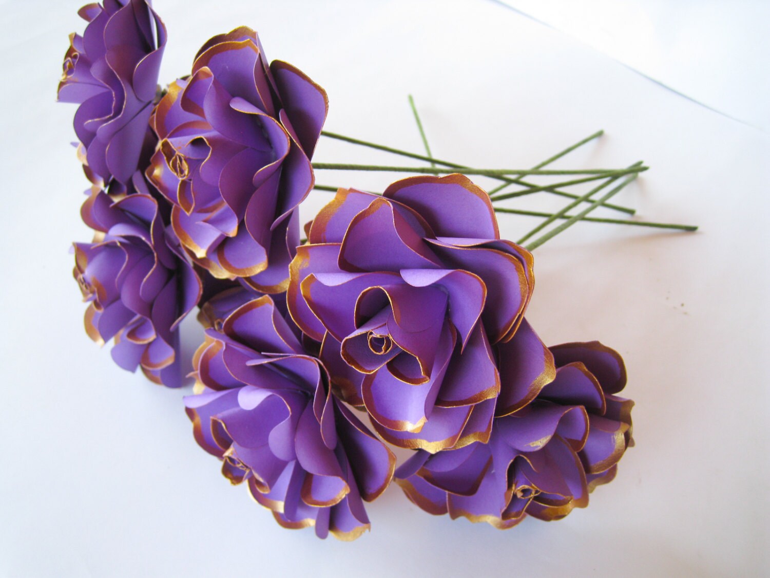 Small Paper Roses Paper Flowers With Stems Wedding Bouquet | Etsy