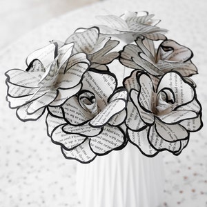 Book Paper Roses, Flower Bouquet, Book Page Roses, Wedding Table Decor ...