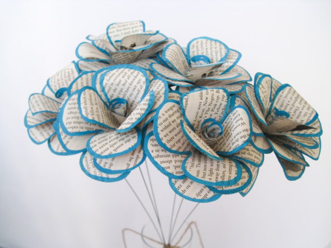 Book Paper Roses, Recycled Book Page Flowers, Alternative Wedding ...