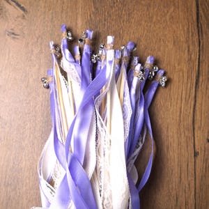 Purple and Ivory Lace Wedding Wands With Gold Bells: Boho Ceremony Send ...