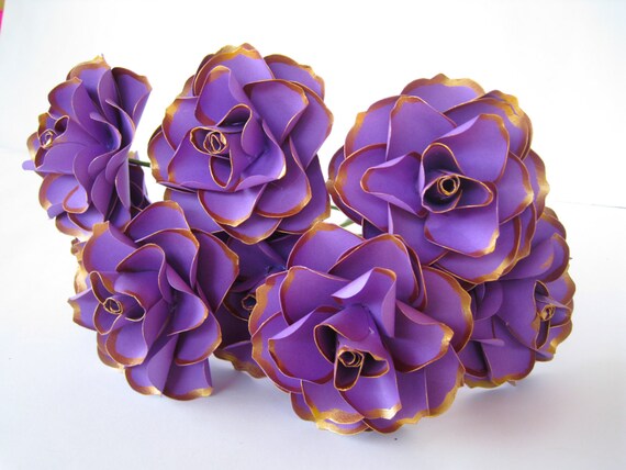 Small Paper Roses Paper Flowers With Stems Wedding Bouquet | Etsy