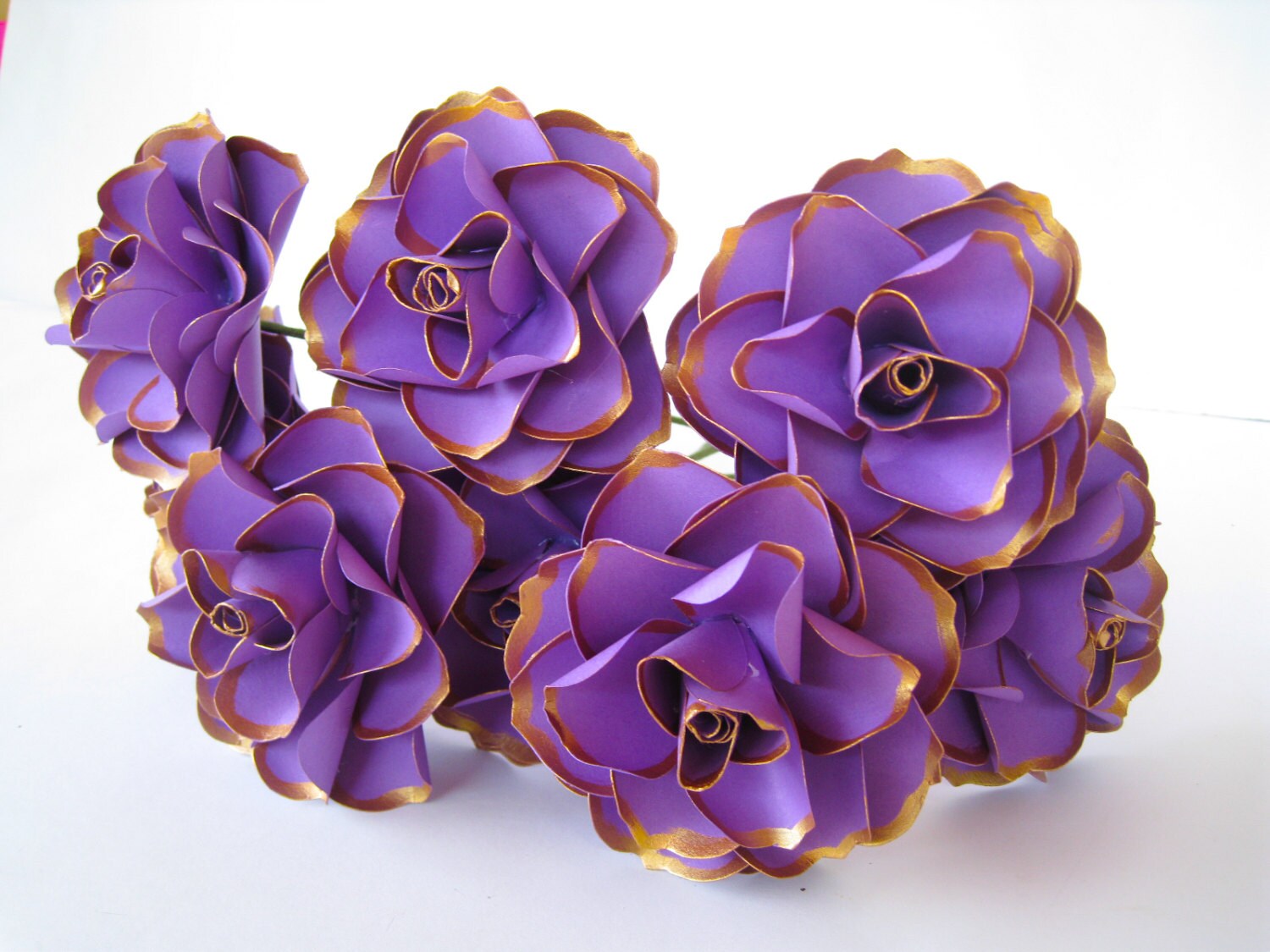 Small Paper Roses Paper Flowers With Stems Wedding Bouquet | Etsy