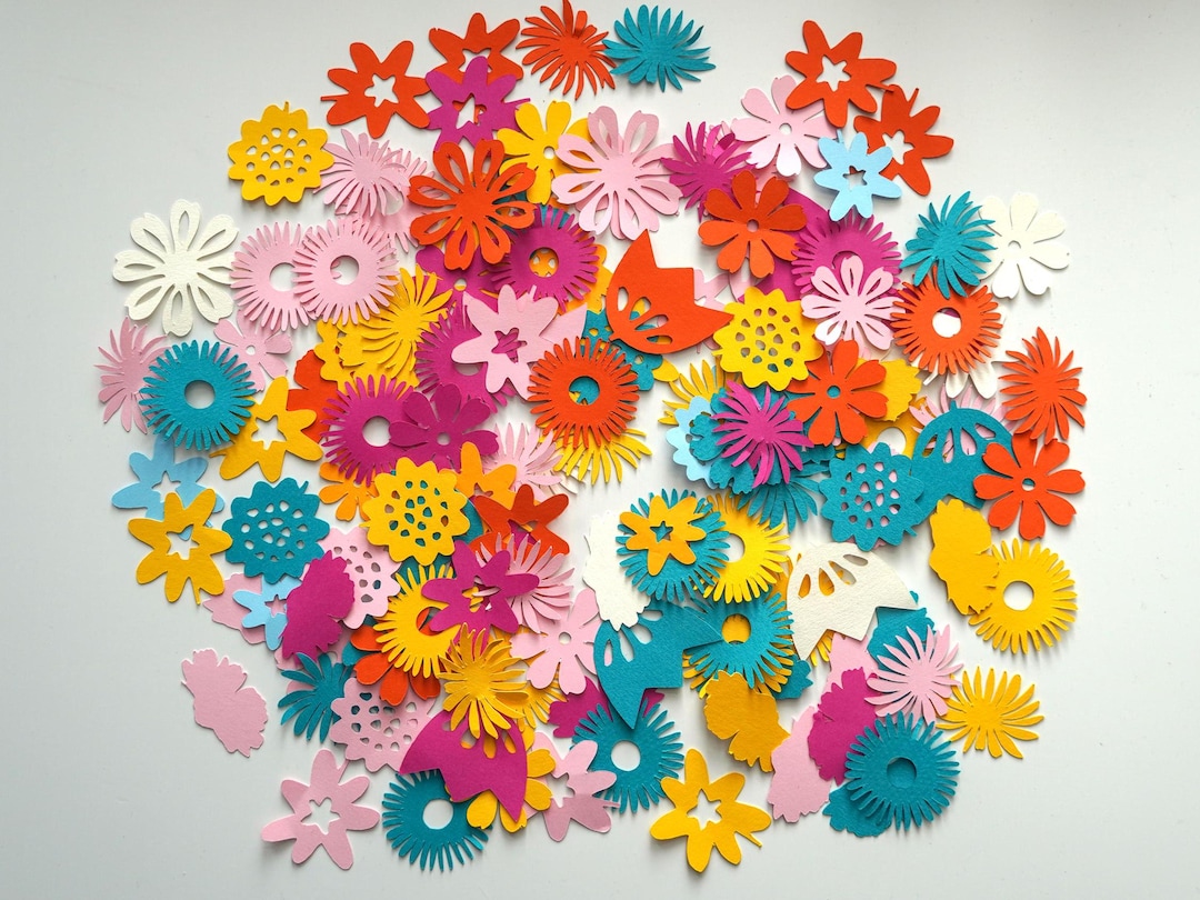 Wildflower Party Confetti, Baby Shower Decor, 100 Pieces, Botanical ...