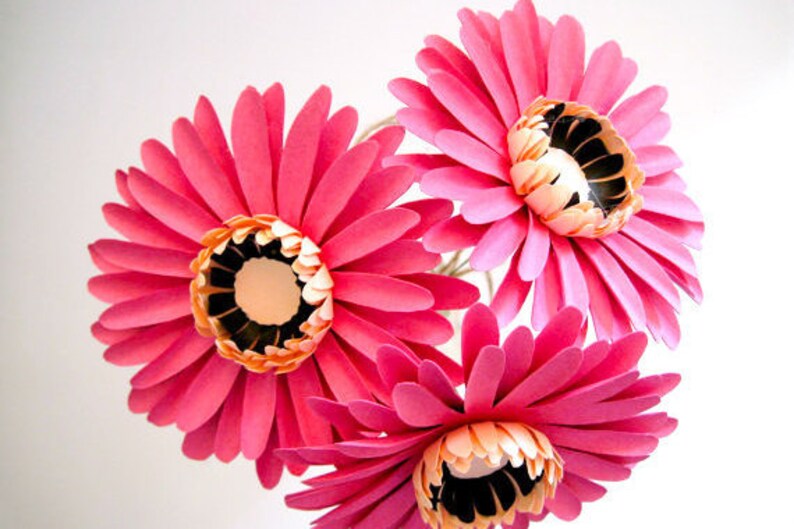 Pink Paper Gerbera Daisies Paper Flowers With Stems Paper - Etsy