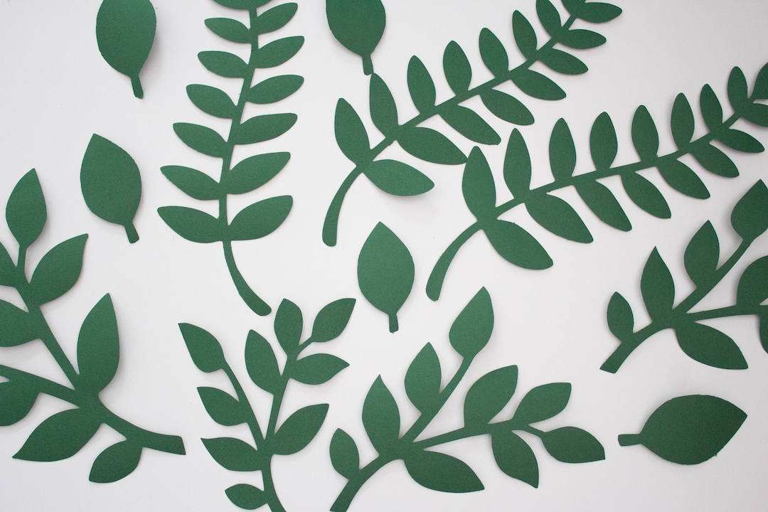 12 Green Paper Leaves, Jungle Party, Scrapbooking Decor, Wedding Album ...